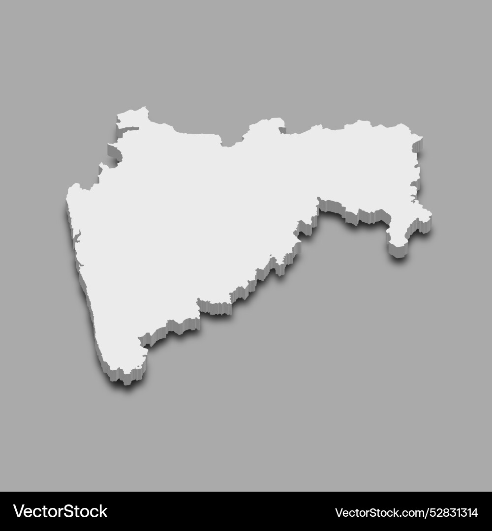 Maharashtra 3d map Royalty Free Vector Image - VectorStock