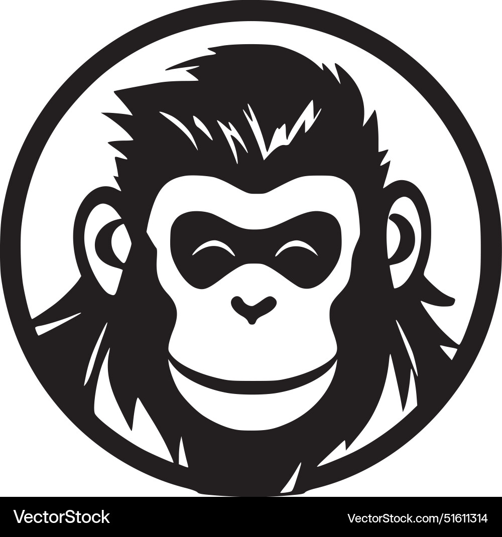 Monkey - minimalist and flat logo Royalty Free Vector Image