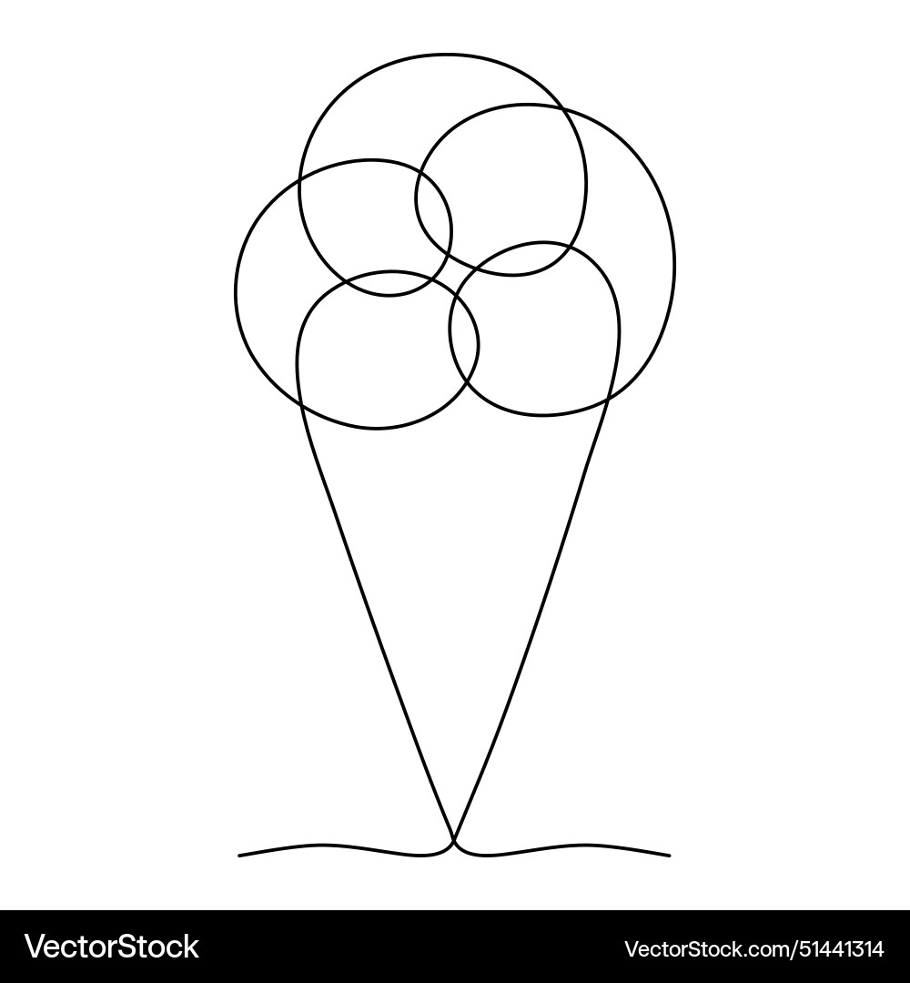 One single line drawing of fresh ice cream cone Vector Image One single line drawing of fresh ice cream cone Vector Image