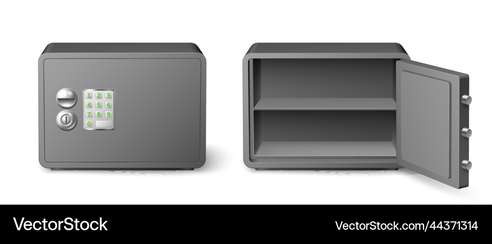 Open and closed safe realistic steel armored Vector Image