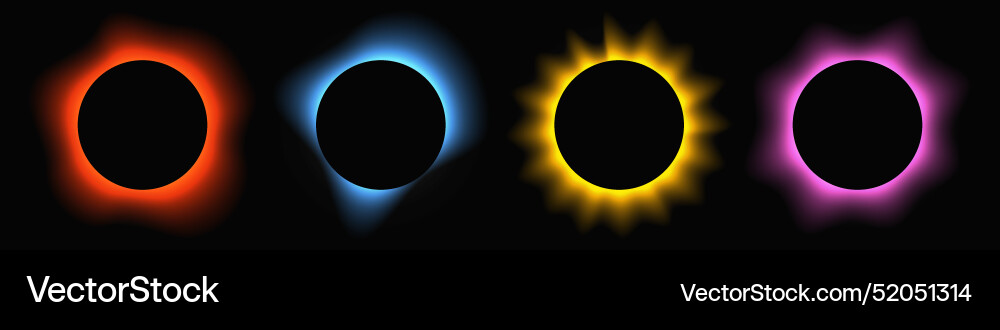 Set of circle illuminate light frames Royalty Free Vector