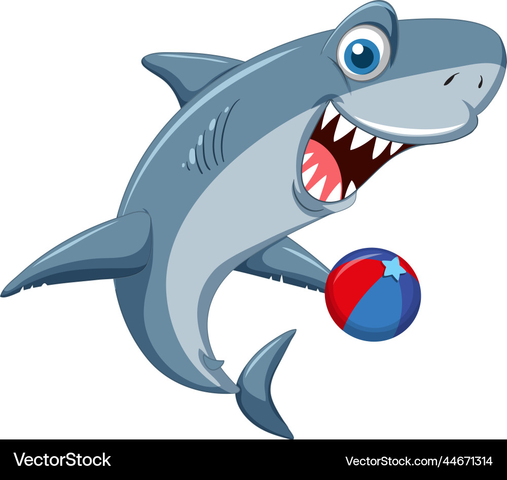 Smiling shark cartoon character Royalty Free Vector Image