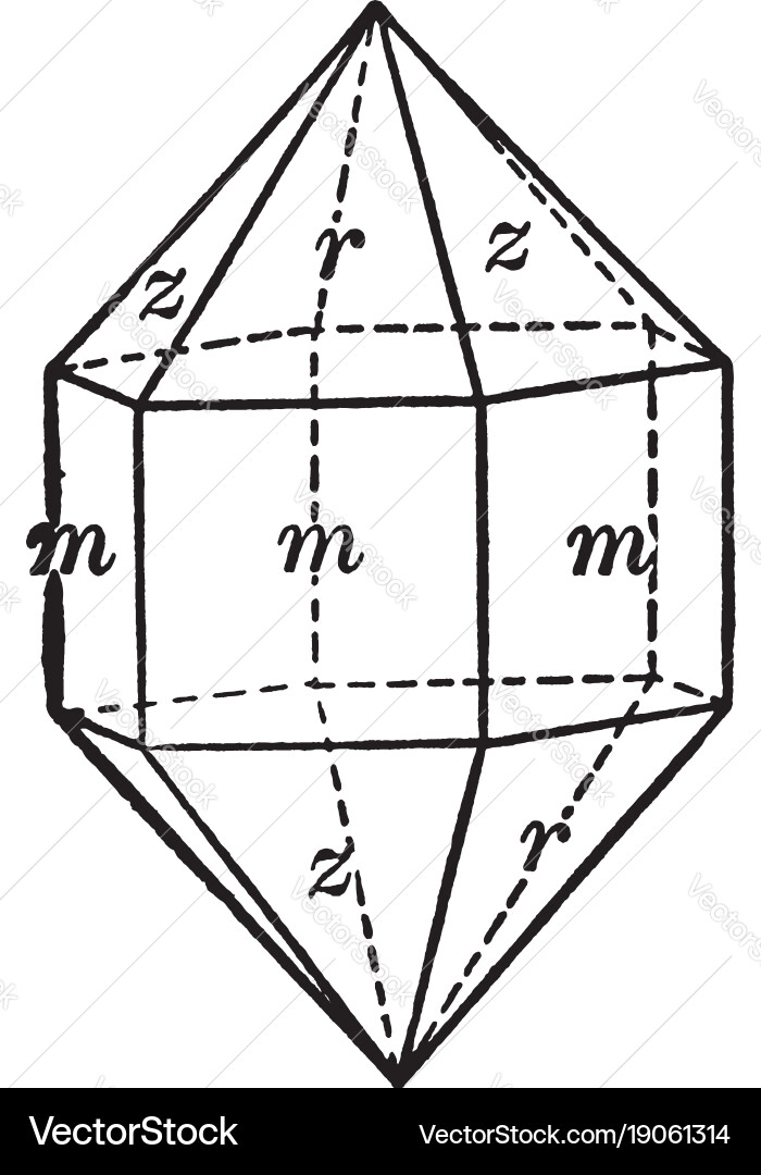 Vintage Quartz Rhombohedron Diagram Royalty Free Vector