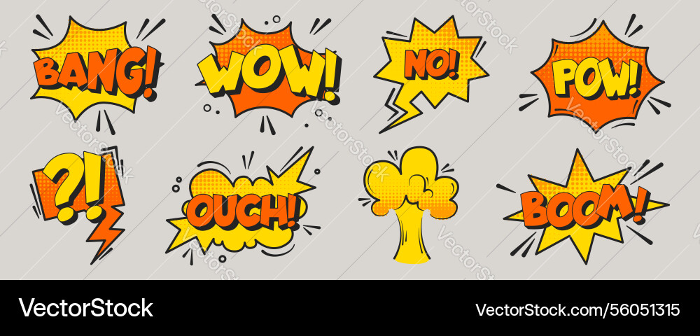 Comic book style exclamations set Royalty Free Vector Image