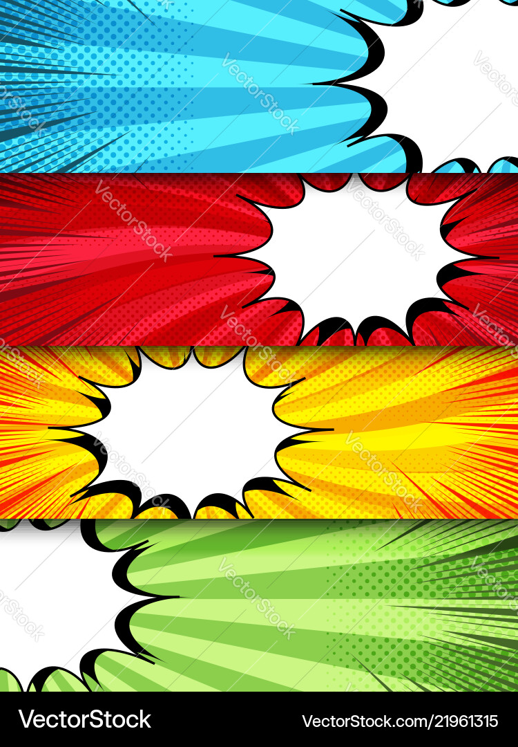 Comic dynamic horizontal banners Royalty Free Vector Image