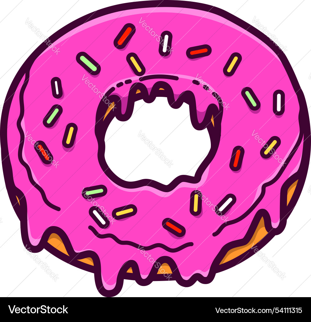 Donut in cartoon style design element for logo Vector Image