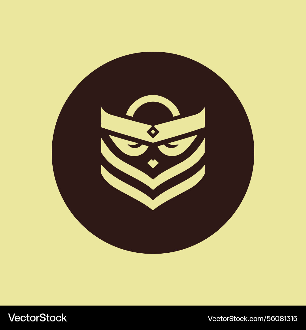 Geometric owl emblem in circular frame Royalty Free Vector