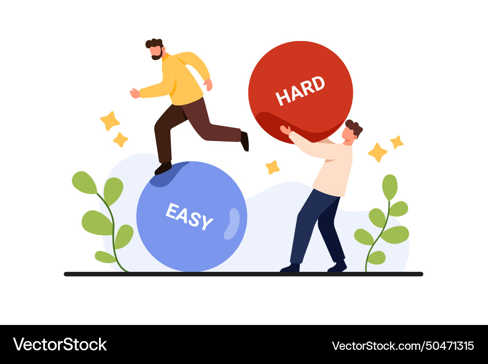 Hard and easy solutions to problem tiny people Vector Image