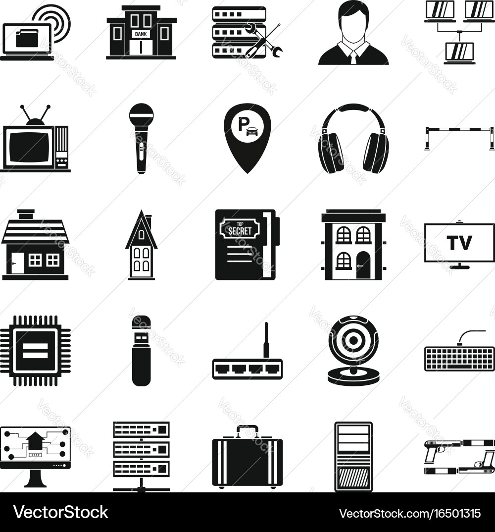 Recorder icons set simple style Royalty Free Vector Image