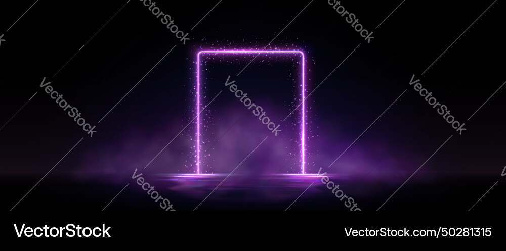 Rectangular purple frame on dark water background Vector Image