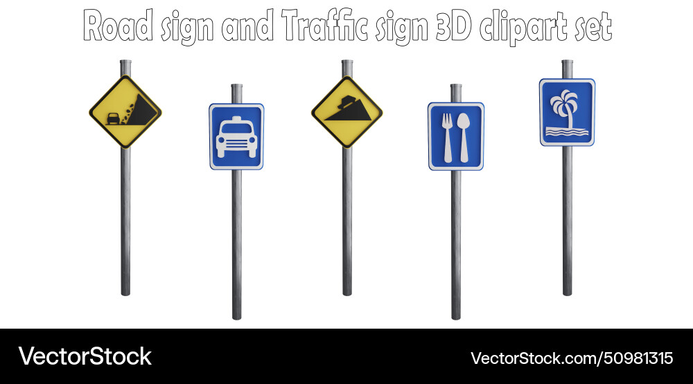 Road sign and traffic clipart element – Royalty-Free Vector | VectorStock
