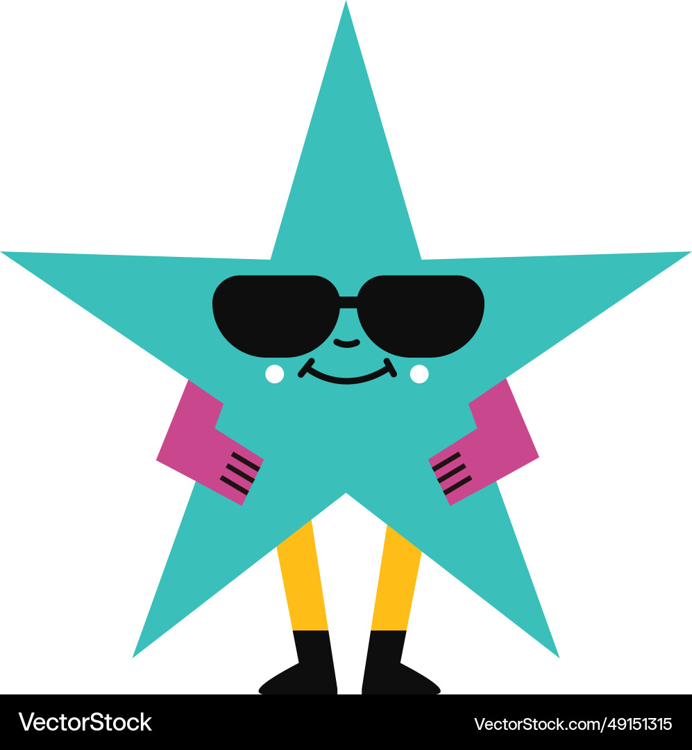 Star shaped character with sunglasses and smile Vector Image