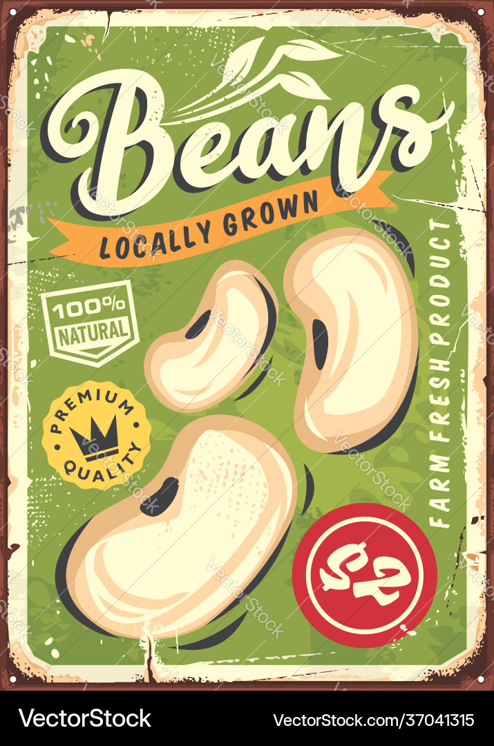 Vintage Farm Bean Sign Royalty Free Vector Image