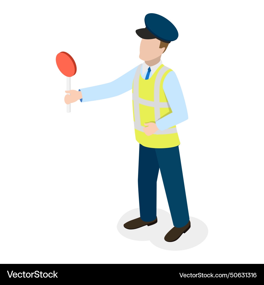 3d isometric flat set of traffic policeman Vector Image