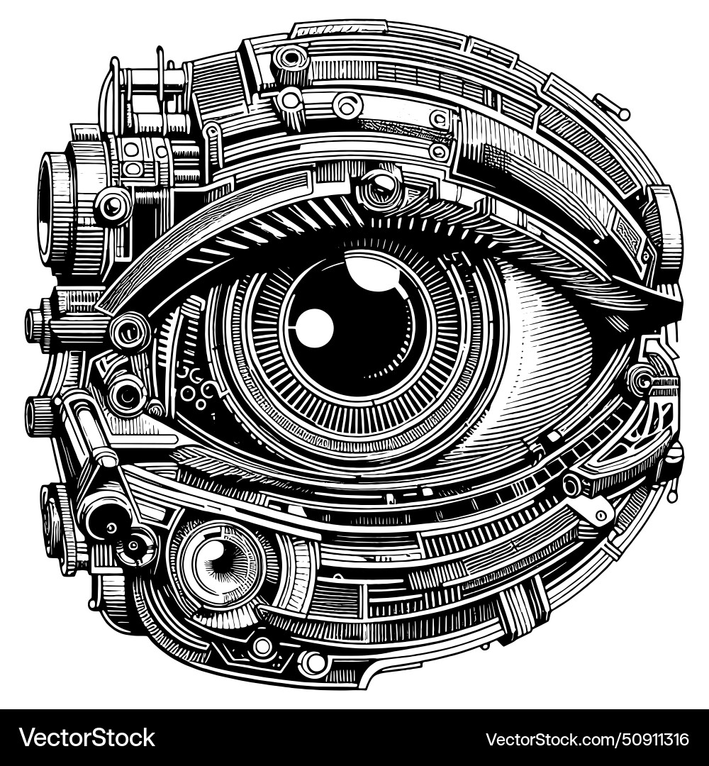 Artificial mechanical eye prosthetics in medicine Vector Image