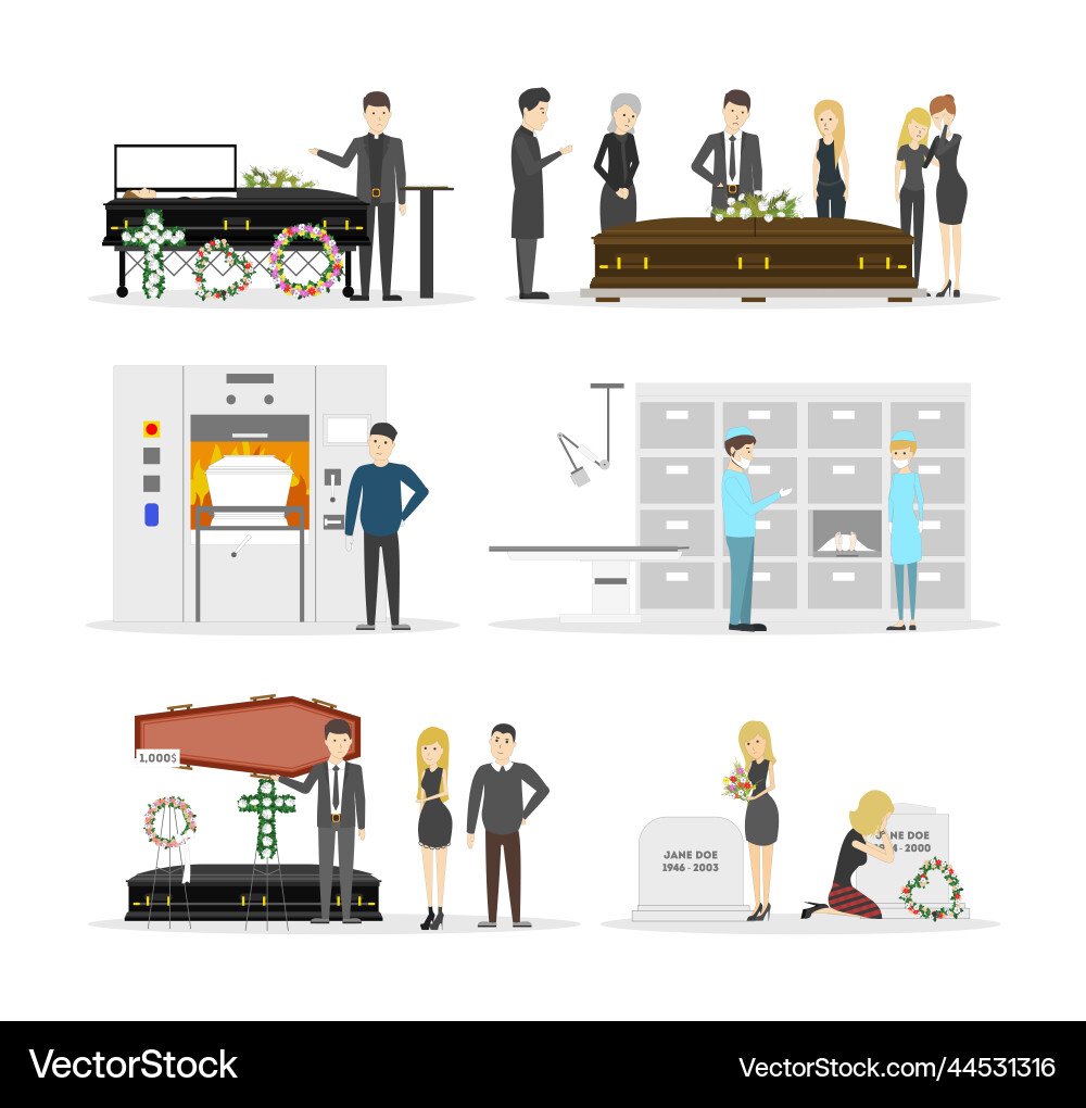 Funeral Service Elements Royalty Free Vector Image