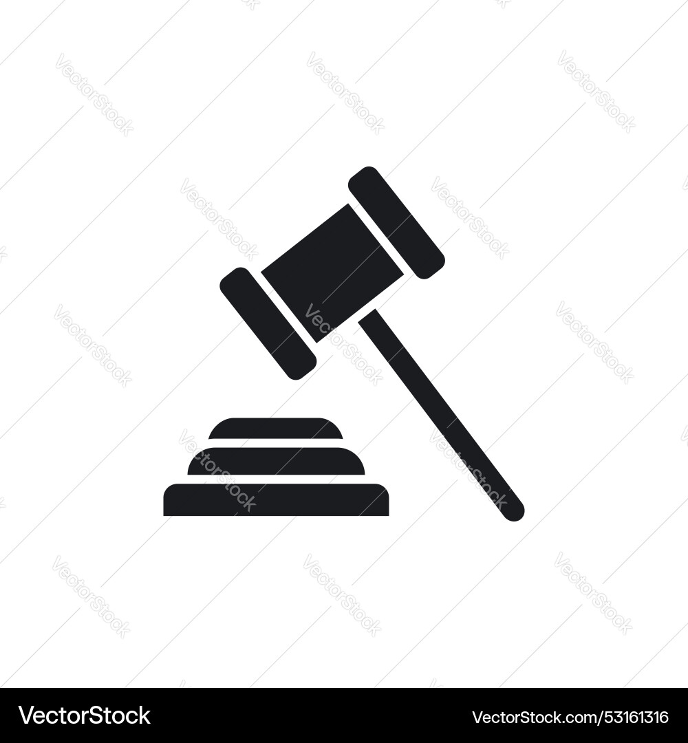 Gavel icon symbol on white background Royalty Free Vector