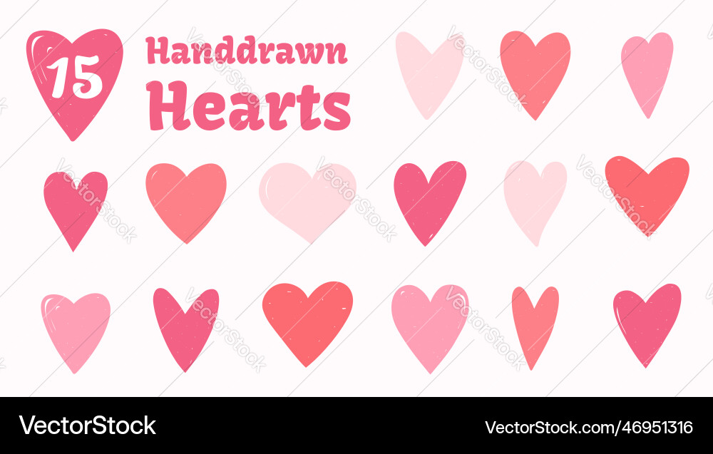 Hand Drawn Hearts Set Royalty Free Vector Image