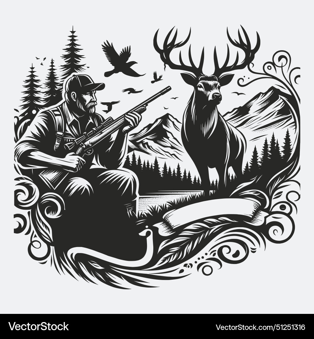 Hunting life svg silhouette file Royalty Free Vector Image