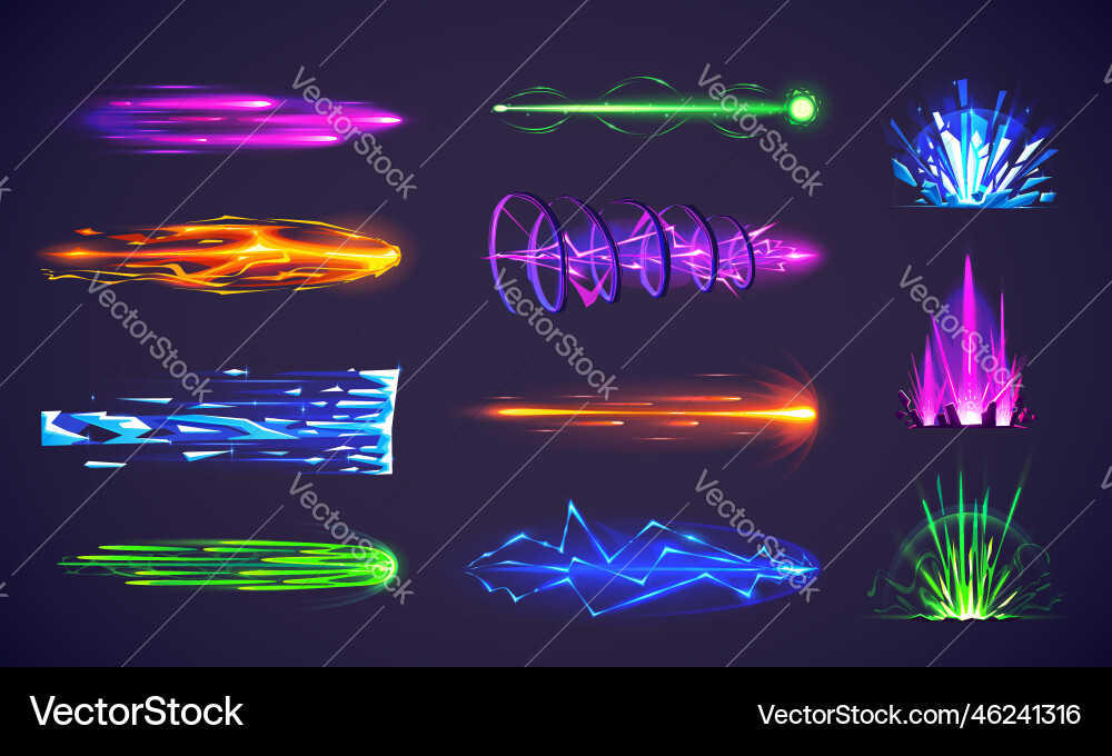 Magic Beam & Laser Attack Effects Royalty Free Vector