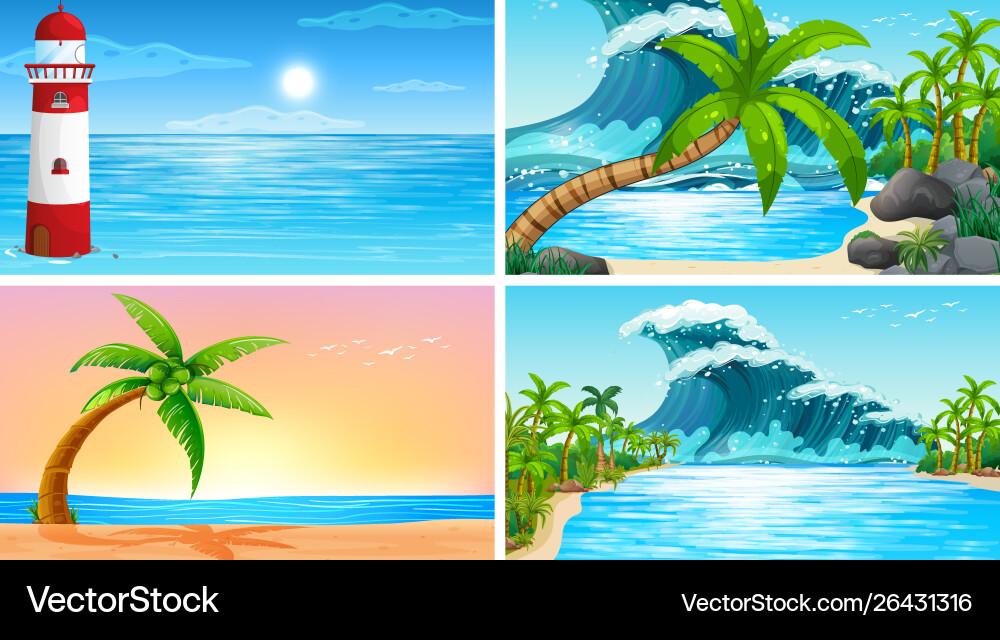 Set tropical ocean nature scenes with beaches Vector Image