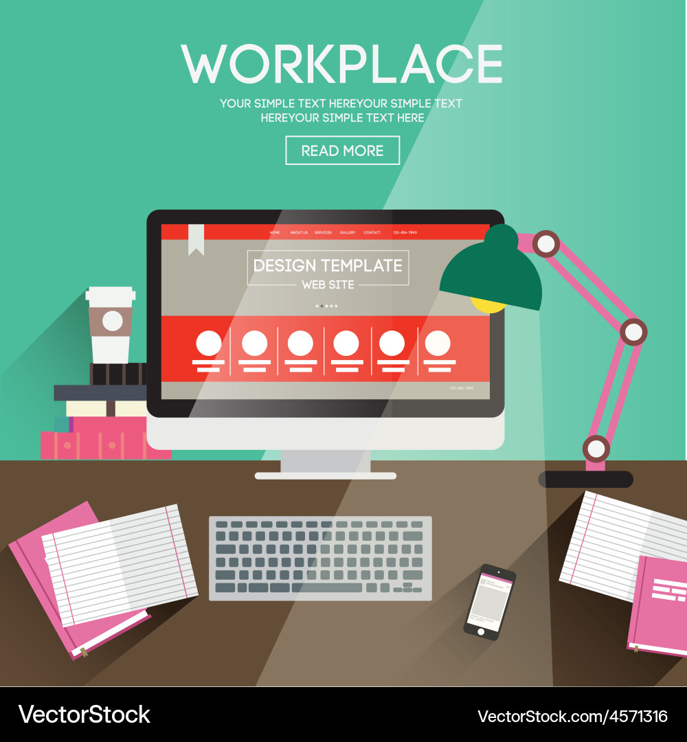 Workplace design Royalty Free Vector Image - VectorStock