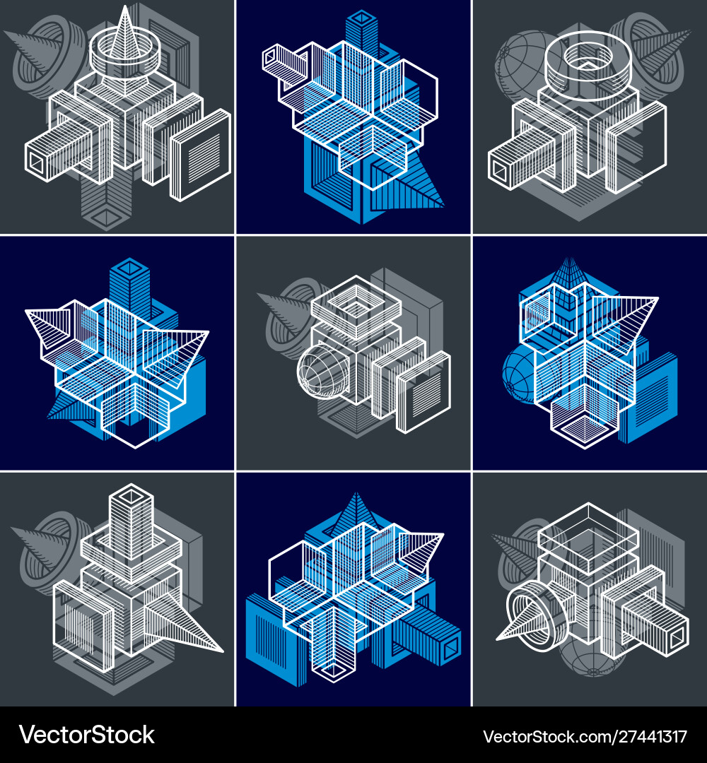 Abstract construction isometric designs Royalty Free Vector
