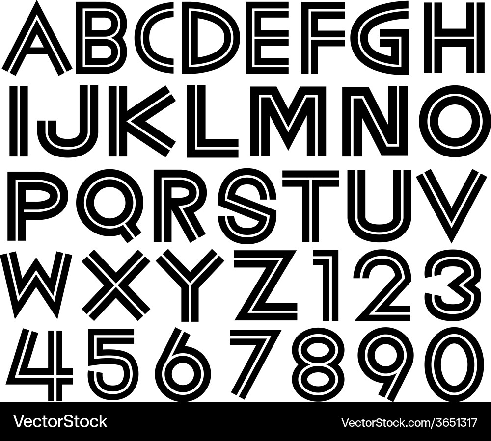 Alphabet fonts and numbers – Royalty-Free Vector | VectorStock