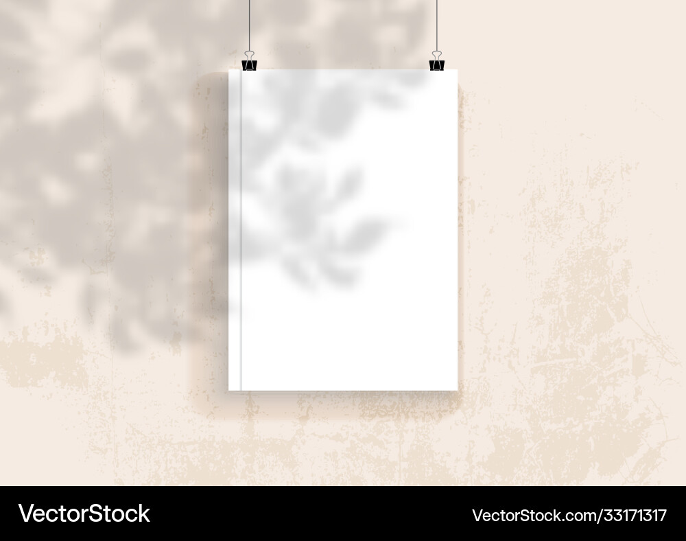 Blank book with plant shadow overlay Royalty Free Vector