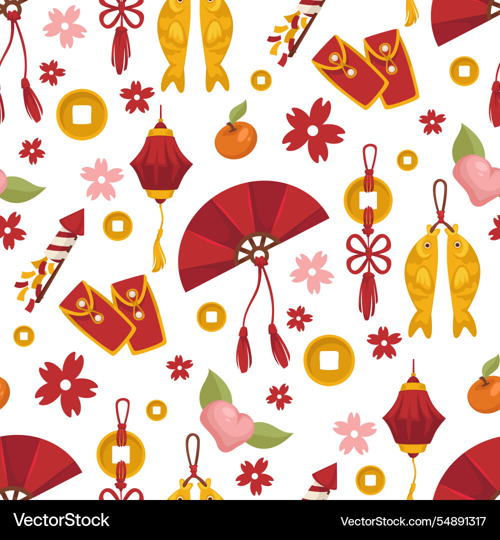 Colorful chinese new year pattern Royalty Free Vector Image