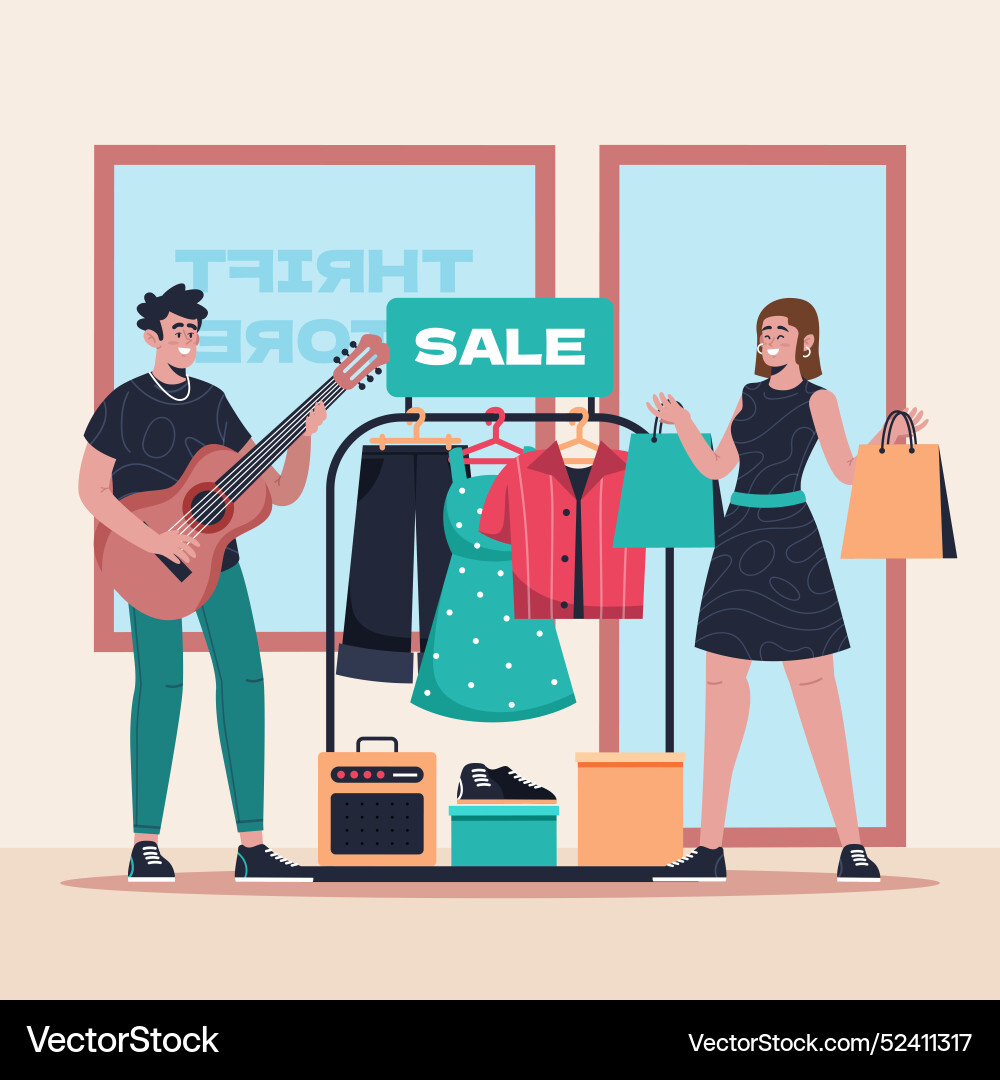 Hand drawn thrift store Royalty Free Vector Image