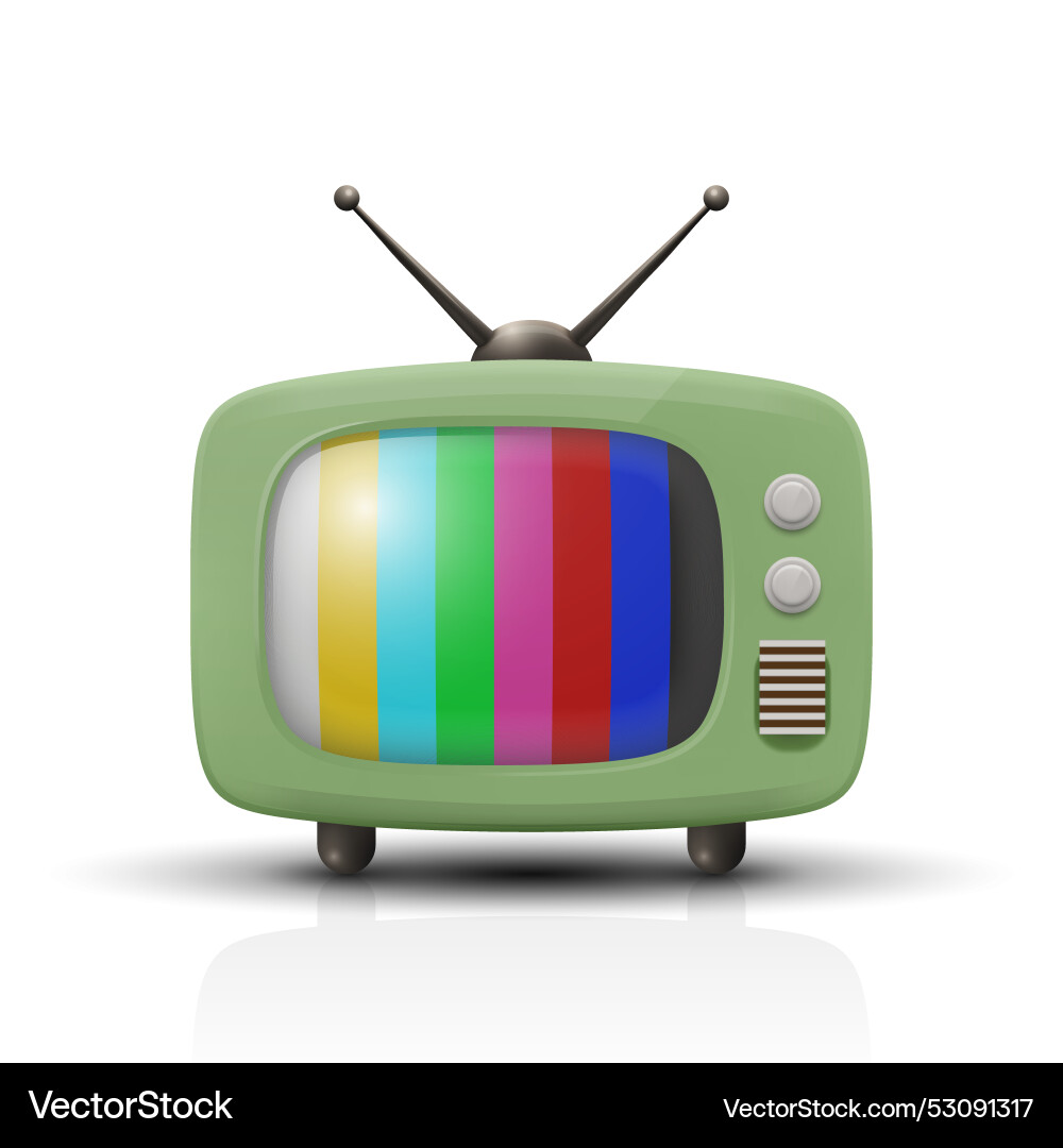 Realistic vintage green tv set icon Royalty Free Vector