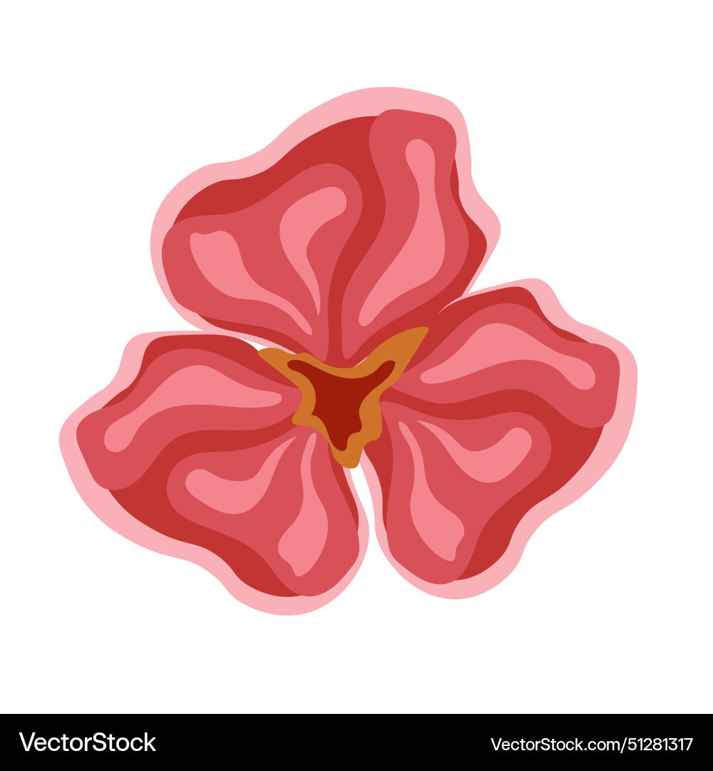 Red flower in cartoon style Royalty Free Vector Image