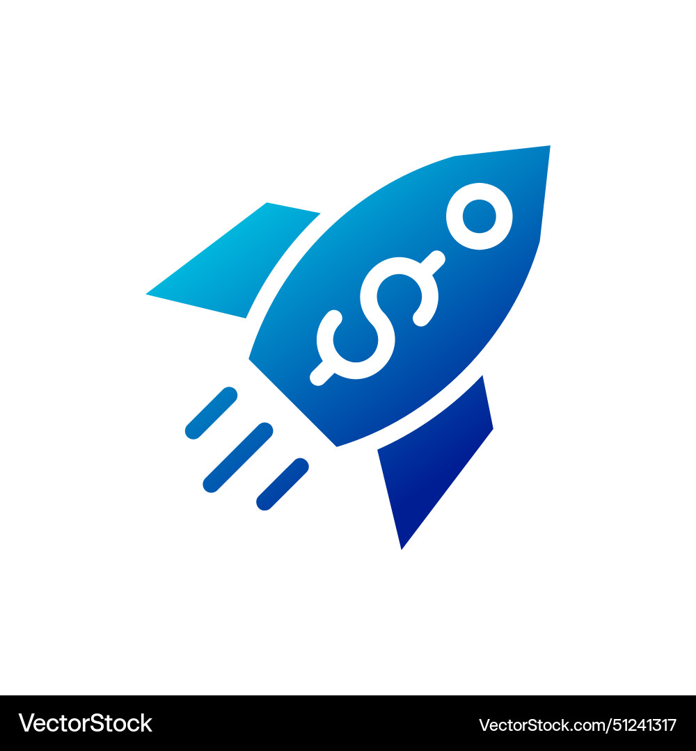 Rocket icon solid gradient blue business symbol Vector Image