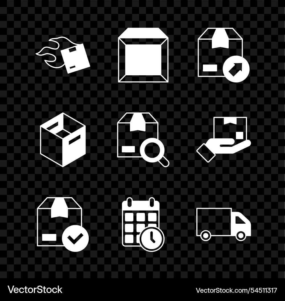 Set carton cardboard box ackage with check mark Vector Image