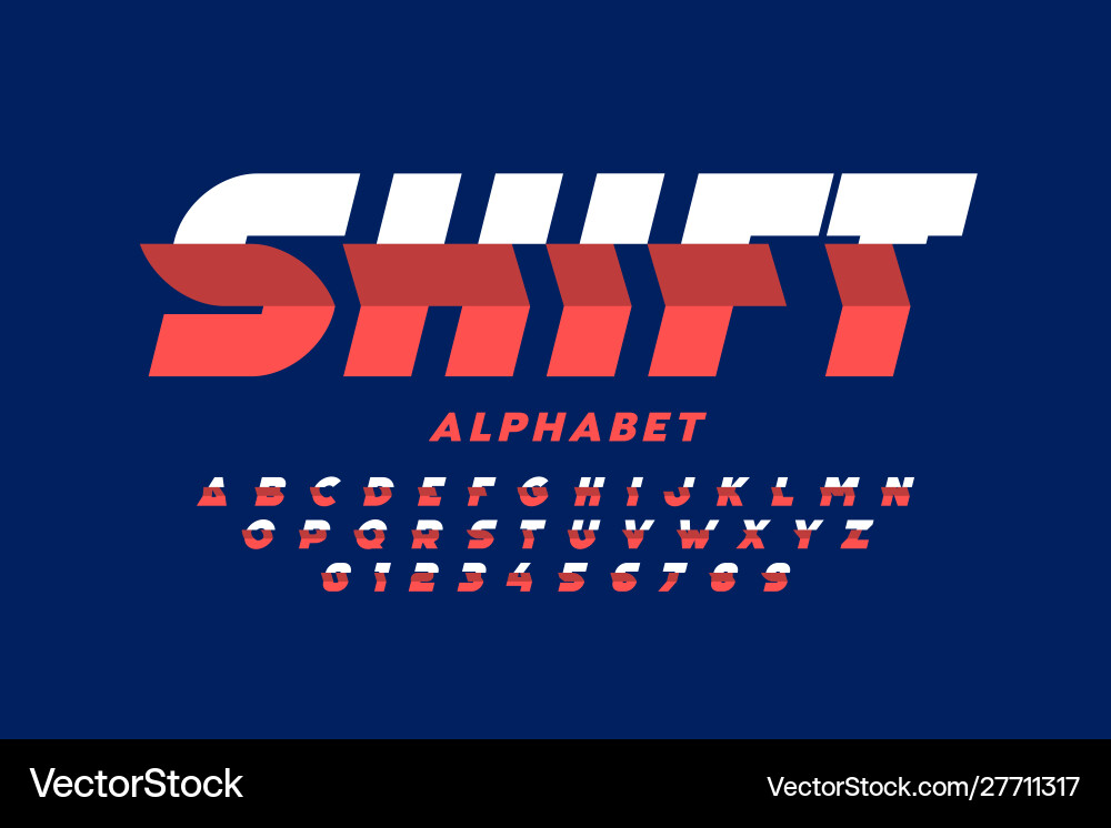 Shifted style modern font alphabet letters Vector Image