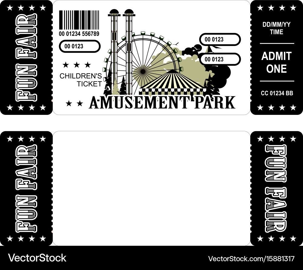 Ticket amusement park Royalty Free Vector Image