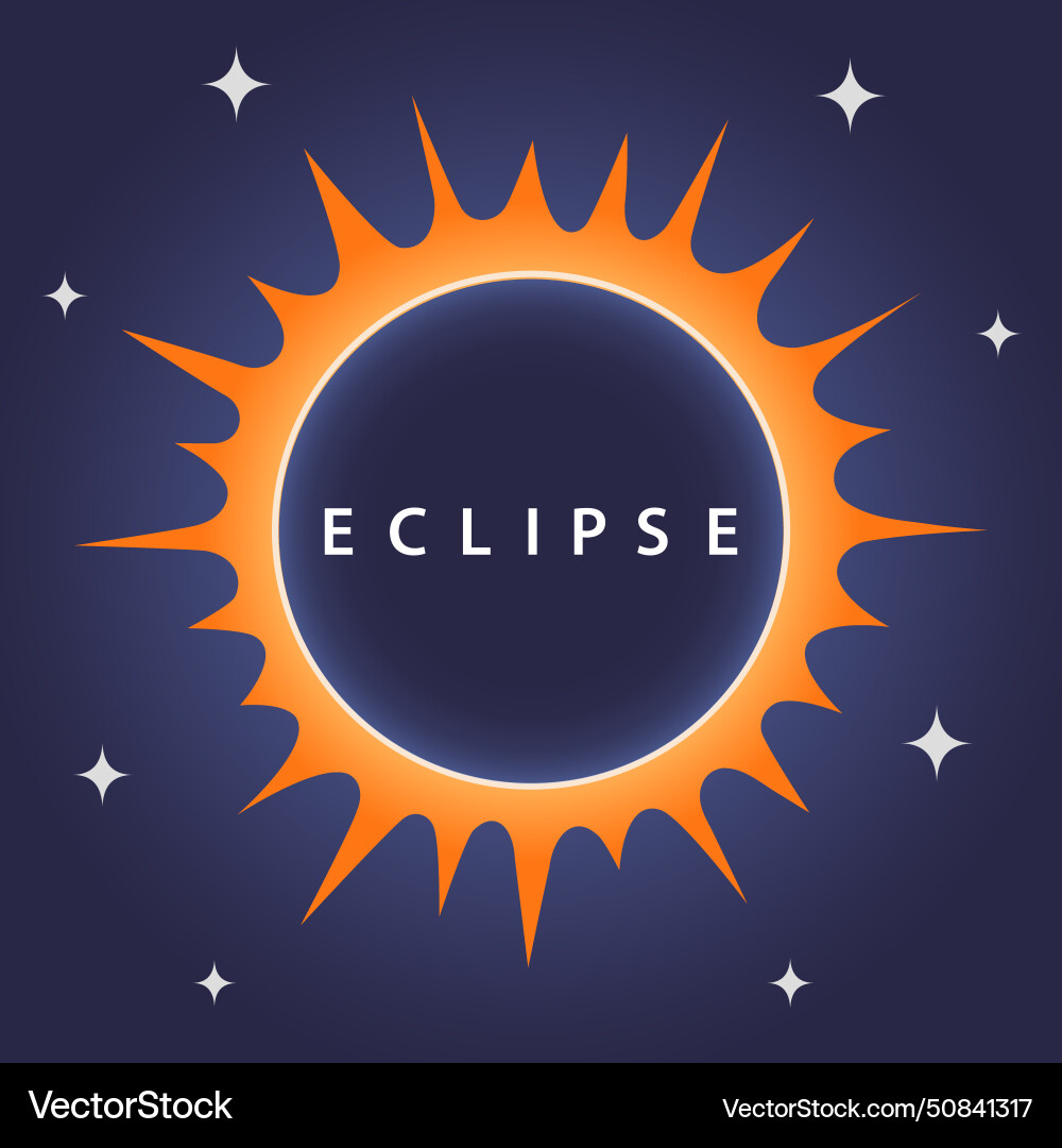 Total solar eclipse with stars on blue background Vector Image