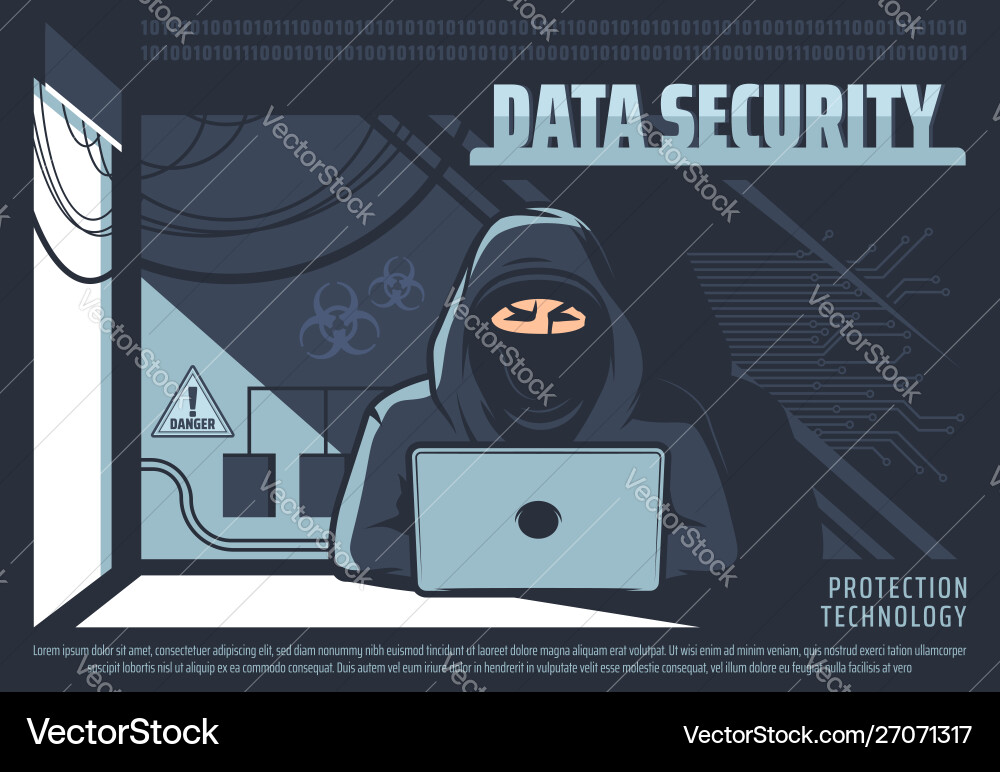 Unauthorized access to data hacker with pc Vector Image
