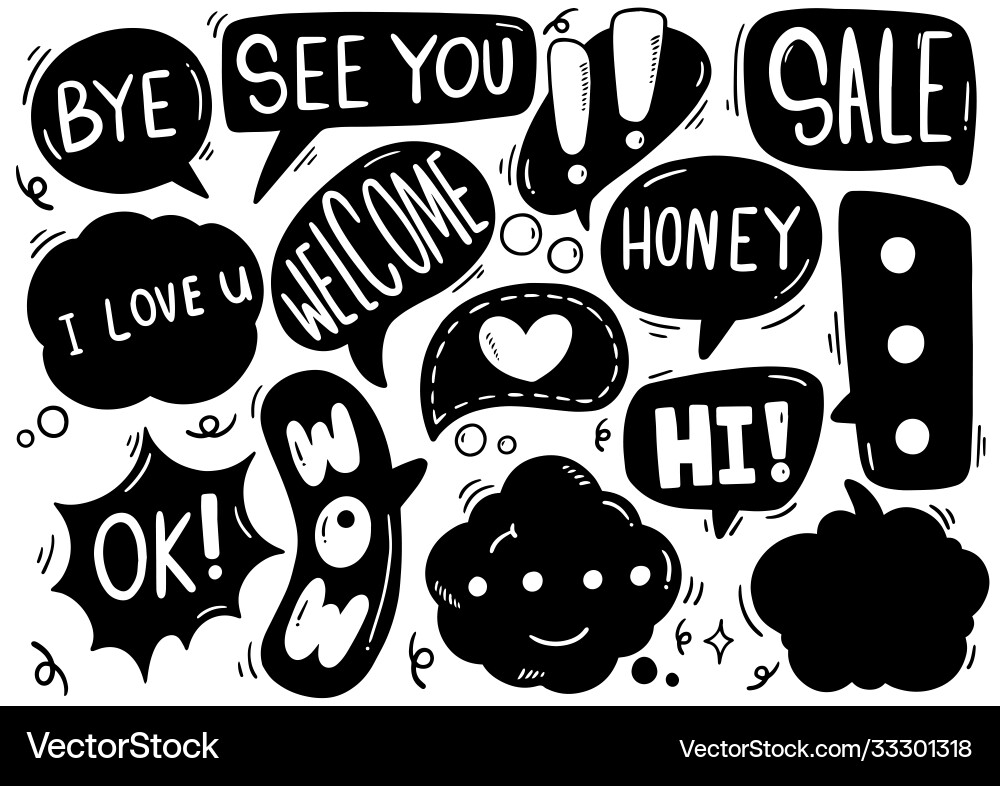 0017 hand drawn background set cute speech Vector Image