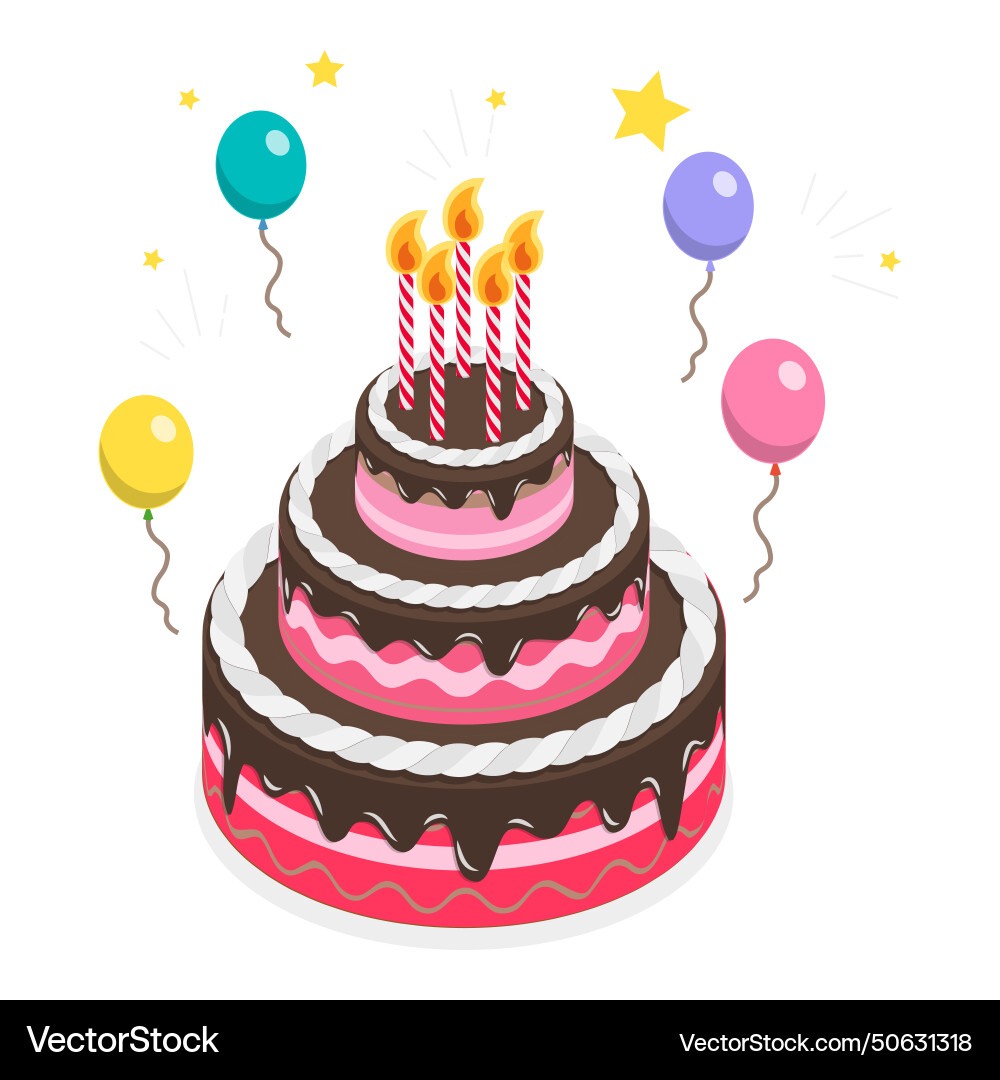 3d isometric flat set of party items item Vector Image