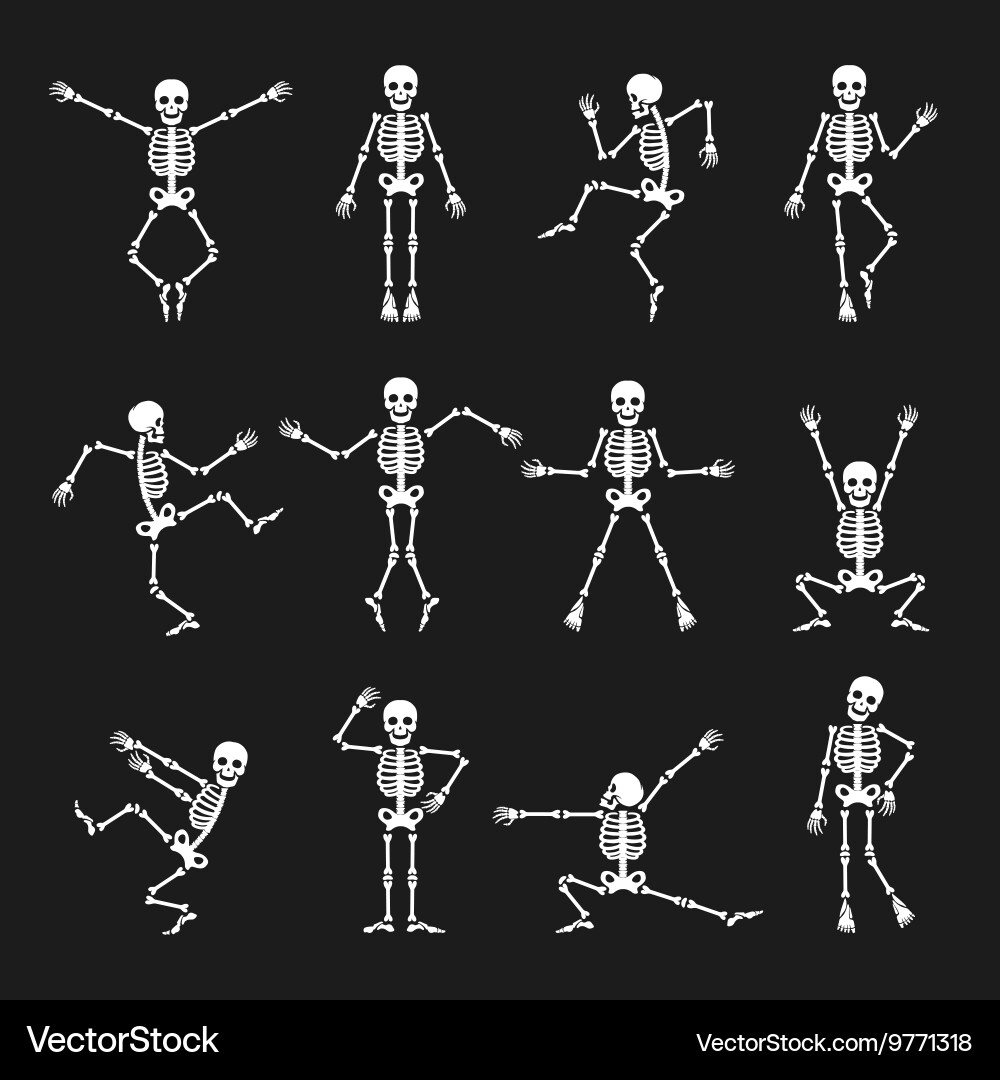 Funny dancing skeleton set Royalty Free Vector Image