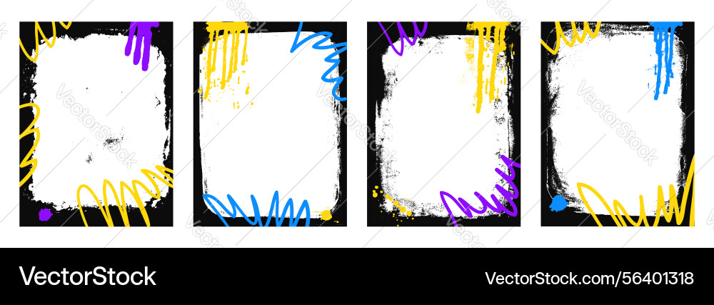 Grunge rectangle frame template graffiti spray Vector Image