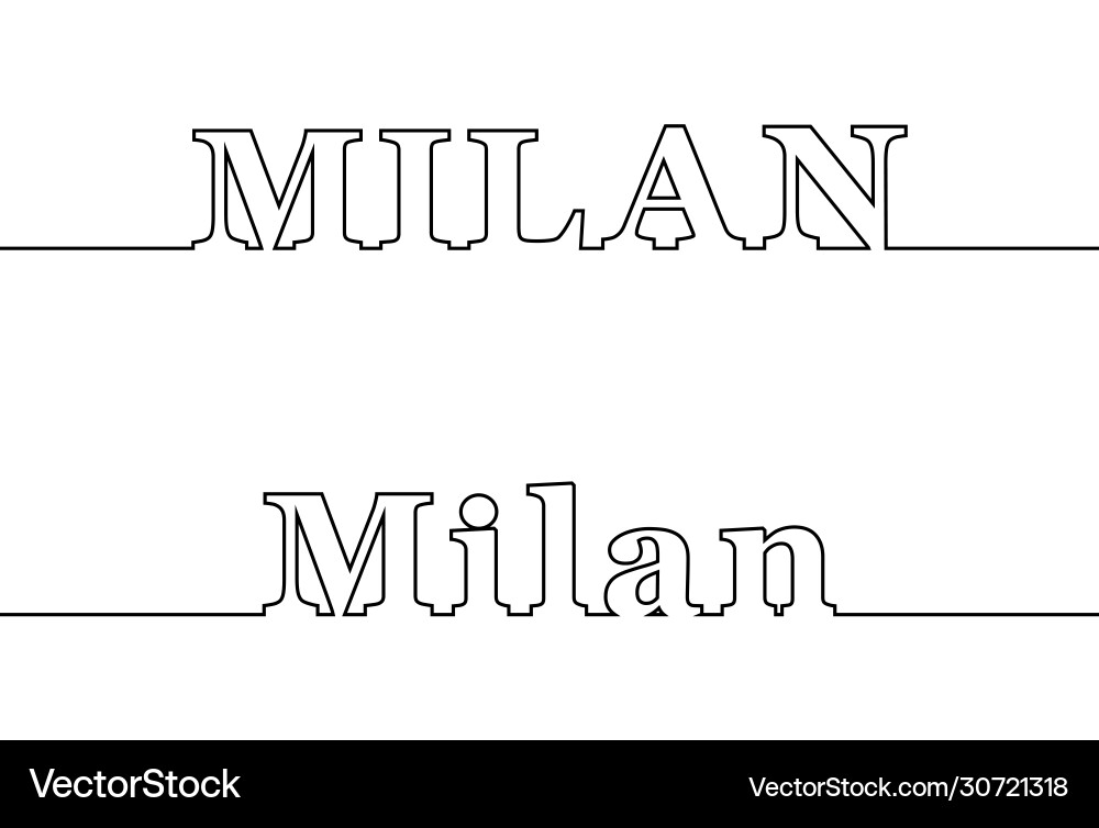 Milan contour line with name city Royalty Free Vector Image