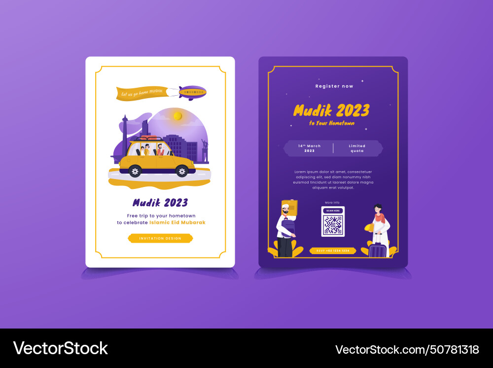 Mudik tradition poster invitation template design Vector Image