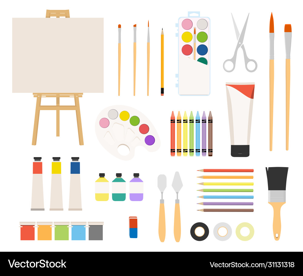 Painter art tools paint arts tool kit Royalty Free Vector