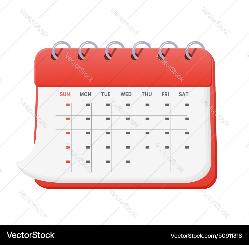 Red calendar isolated on white background Vector Image