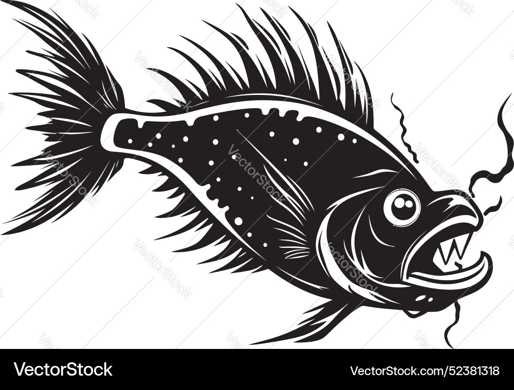 Sinuous serpent evil angler fish in format Vector Image