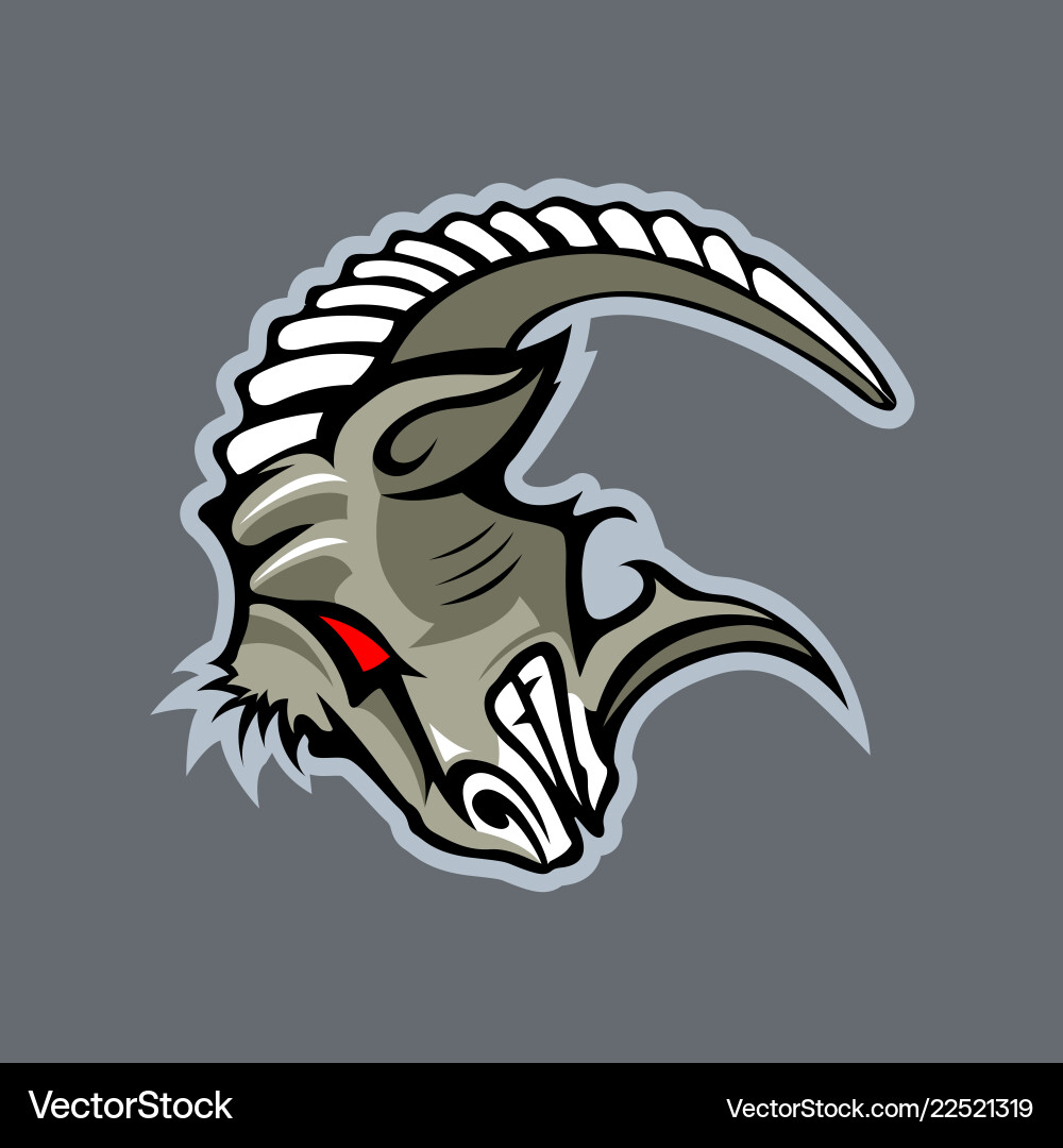 Angry goat head cartoon style Royalty Free Vector Image