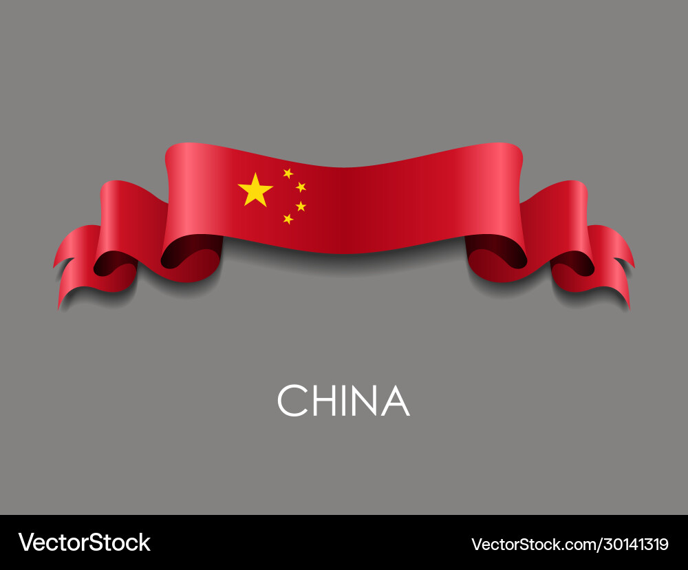 Chinese flag wavy ribbon background Royalty Free Vector